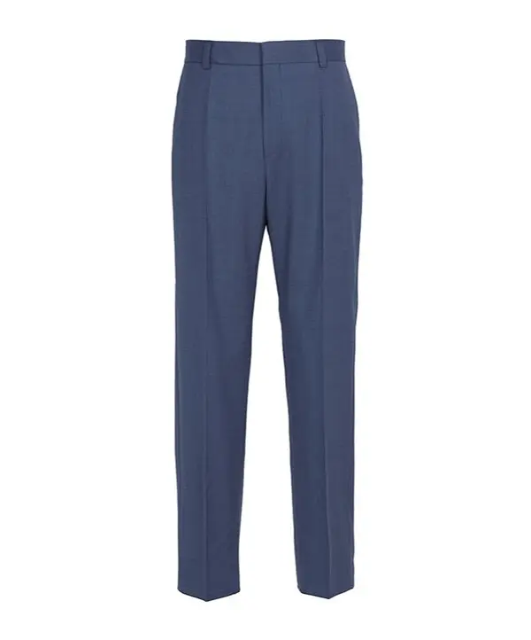 Hugo Boss Tailored Slacks With Belt Loops And Concealed Zip - Blue