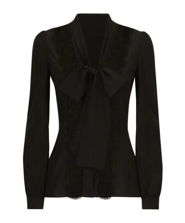Dolce & Gabbana Lace Inset Bow Blouse