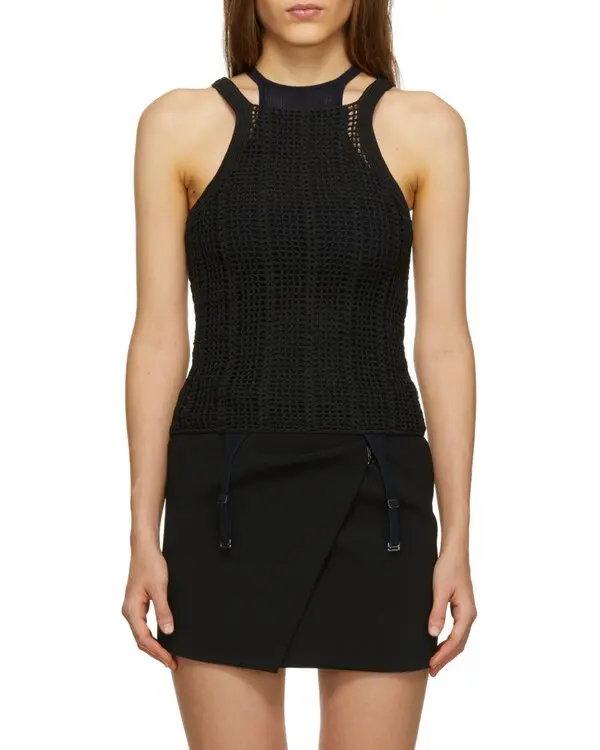 DION LEE Crochet-knit Sleeveless Top