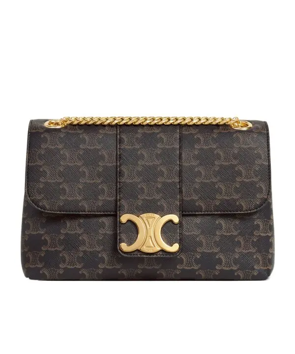 Celine Medium Victoire Bag In Triomphe Canvas - Tan