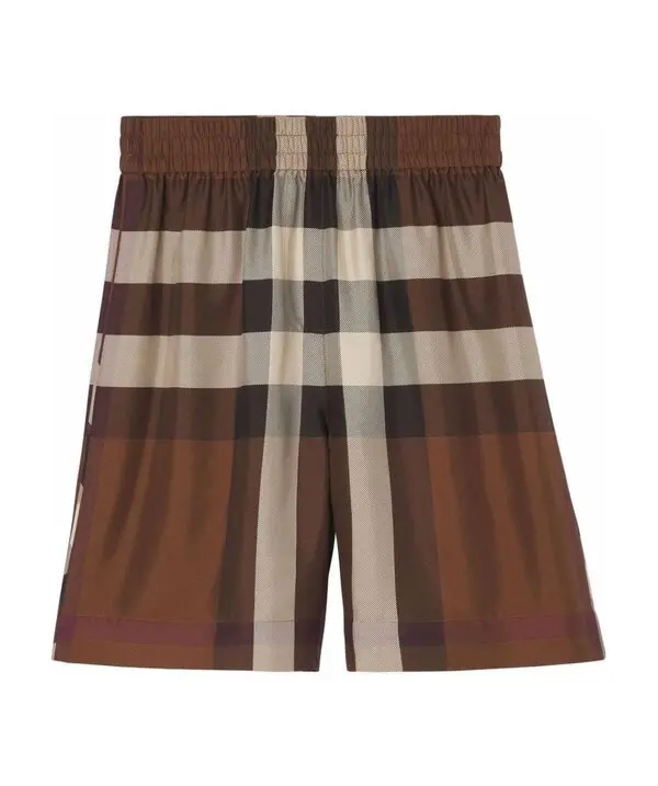Burberry Checked Elasticated-waist Shorts - Brown