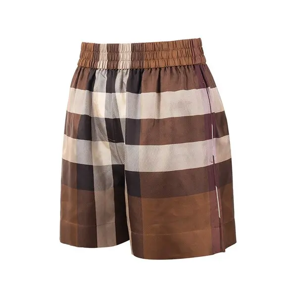 Burberry Checked Elasticated-waist Shorts - Brown