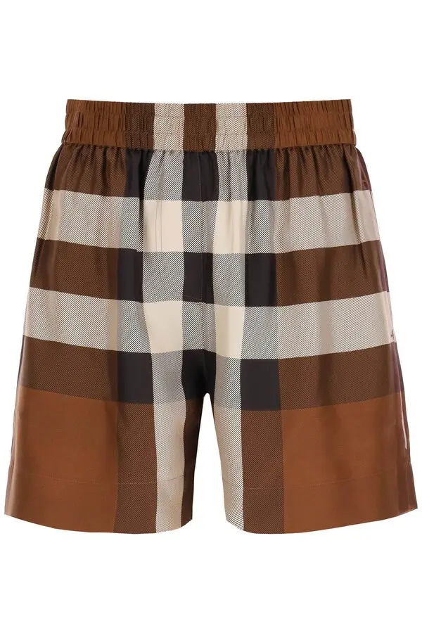 Burberry Checked Elasticated-waist Shorts - Brown