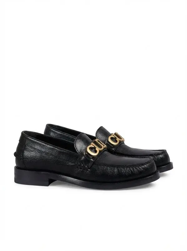 Gucci Logo Plaque Slip-on Loafers - Black