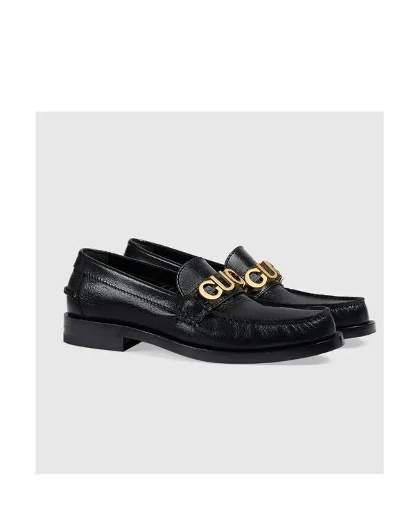 Gucci Logo Plaque Slip-on Loafers - Black
