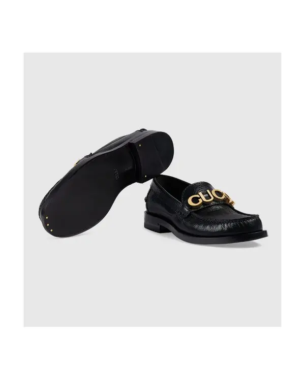 Gucci Logo Plaque Slip-on Loafers - Black