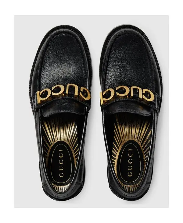Gucci Logo Plaque Slip-on Loafers - Black