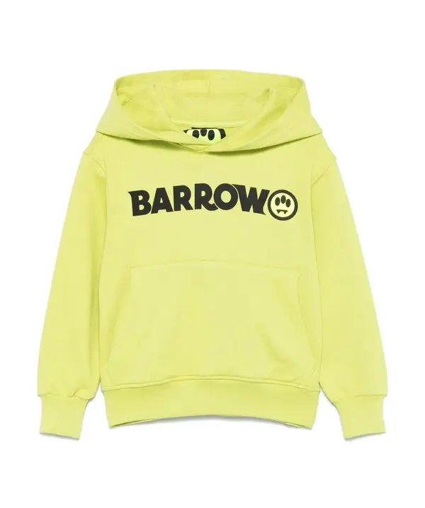 BARROW Logo Print Hoodie - Yellow-green