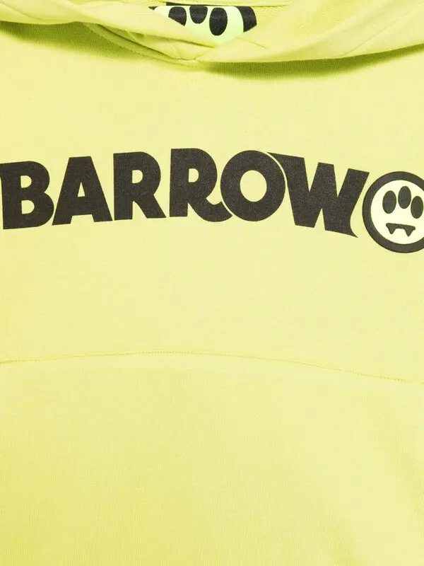 BARROW Logo Print Hoodie - Yellow-green