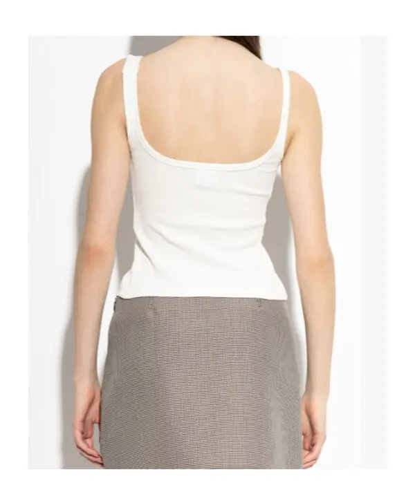 COURREGES Ribbed Sleeveless Vest With Shoulder Strap Detail