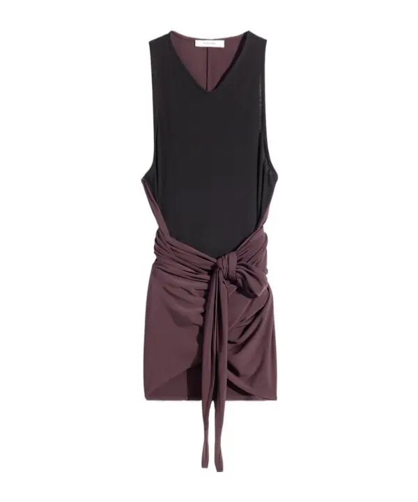 LEMAIRE Draped Sleeveless V-neck Dress With Tie Detail - Fig