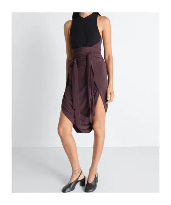 LEMAIRE Draped Sleeveless V-neck Dress With Tie Detail - Fig