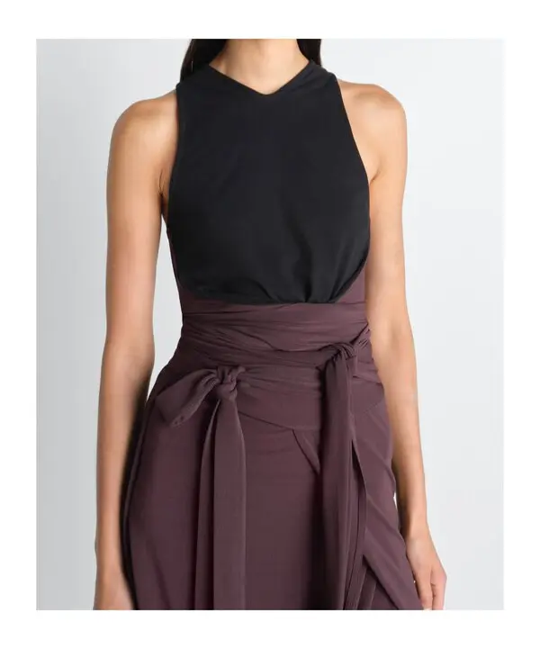 LEMAIRE Draped Sleeveless V-neck Dress With Tie Detail - Fig