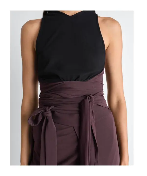 LEMAIRE Draped Sleeveless V-neck Dress With Tie Detail - Fig