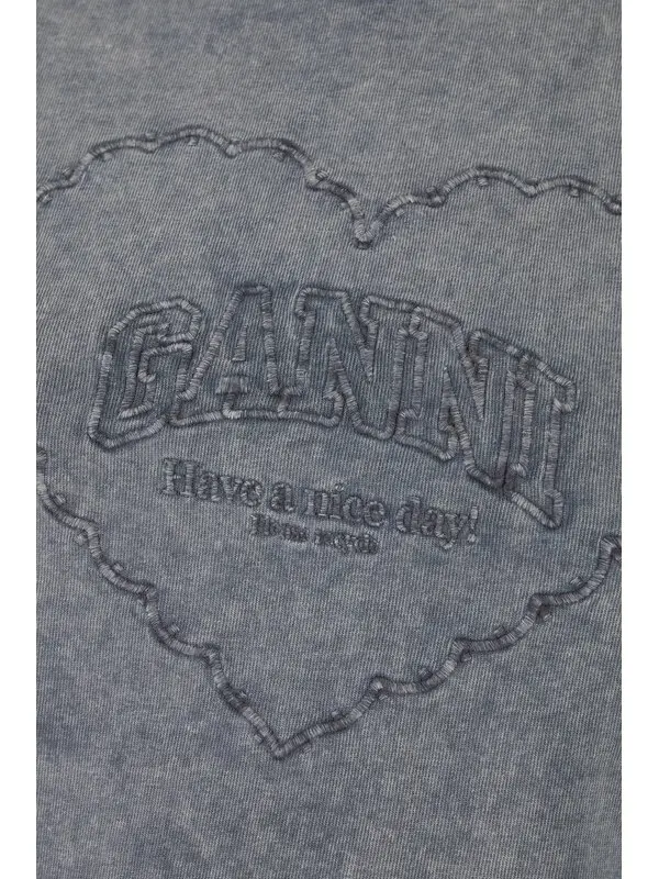 GANNI Short-sleeved T-shirt With Crew Neck - Phantom Black