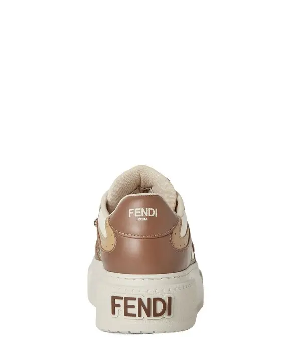 Fendi Leather Platform Low-top Sneakers With Charm Embellishment