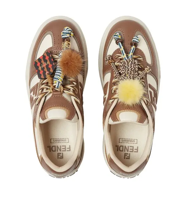 Fendi Leather Platform Low-top Sneakers With Charm Embellishment