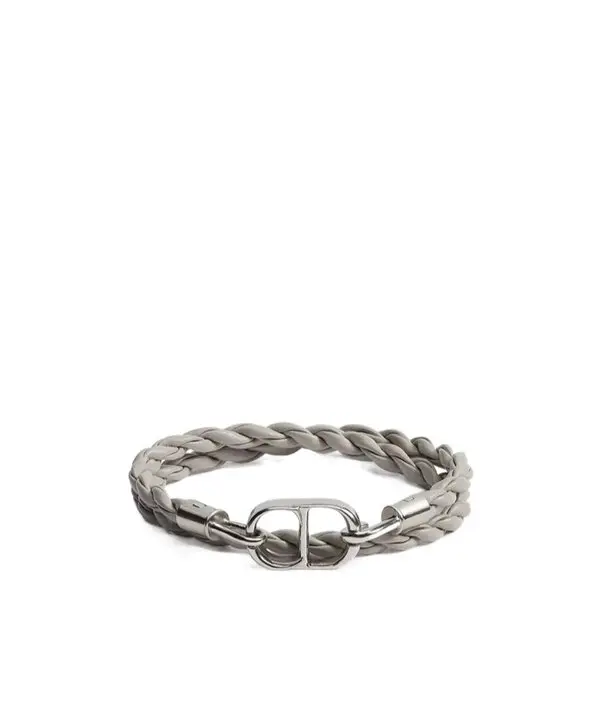 Dior Cd Icon Woven Leather Double Bracelet - Gray
