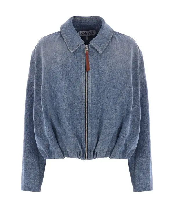 Loewe Draped Zipped Denim Jacket - Indigo