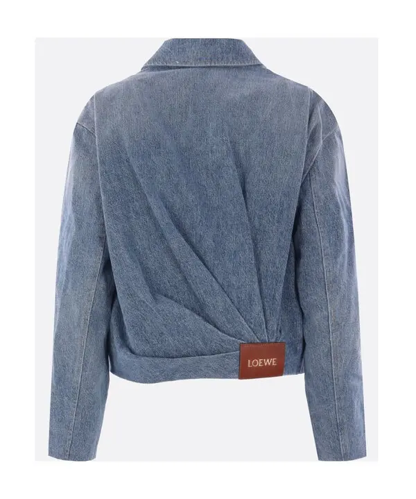 Loewe Draped Zipped Denim Jacket - Indigo