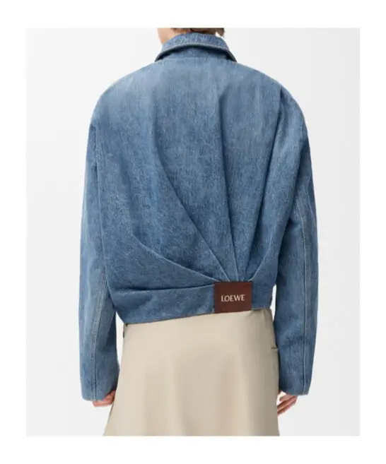 Loewe Draped Zipped Denim Jacket - Indigo