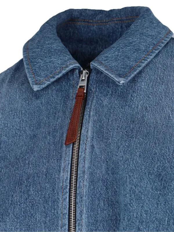 Loewe Draped Zipped Denim Jacket - Indigo