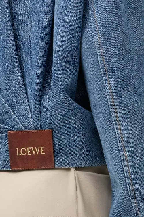 Loewe Draped Zipped Denim Jacket - Indigo