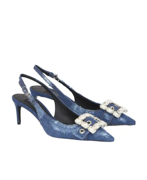 Dolce & Gabbana Pointed-toe Distressed Pumps With Embellished Buckle
