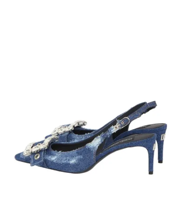 Dolce & Gabbana Pointed-toe Distressed Pumps With Embellished Buckle