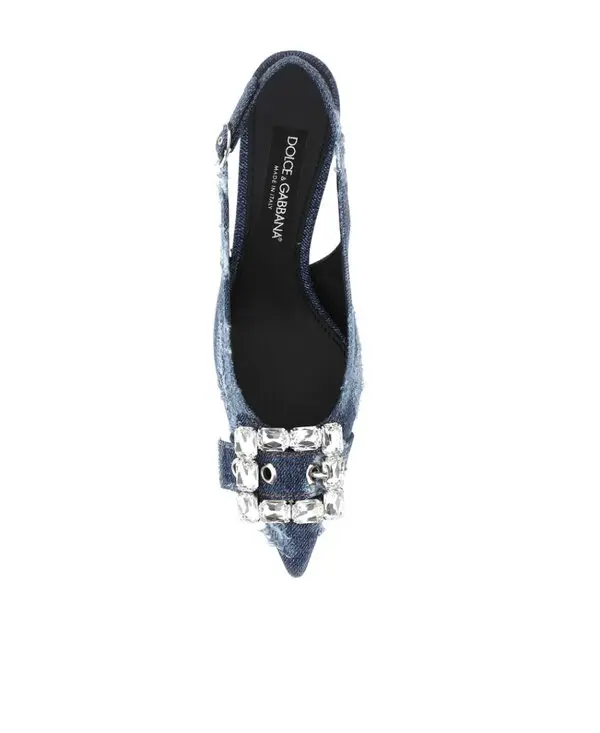 Dolce & Gabbana Pointed-toe Distressed Pumps With Embellished Buckle
