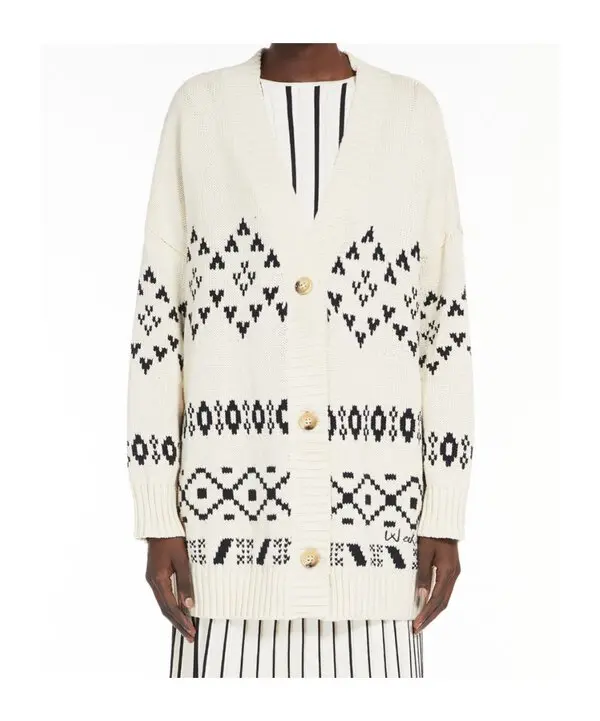 Max Mara Acacia Oversized Jacquard Knit Cardigan - White