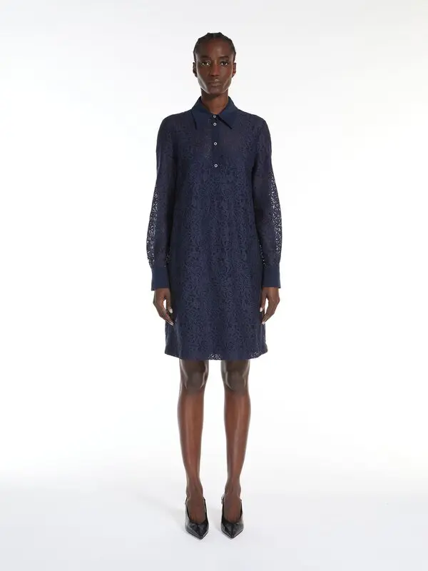 Max Mara Navy Flower Lace Dress