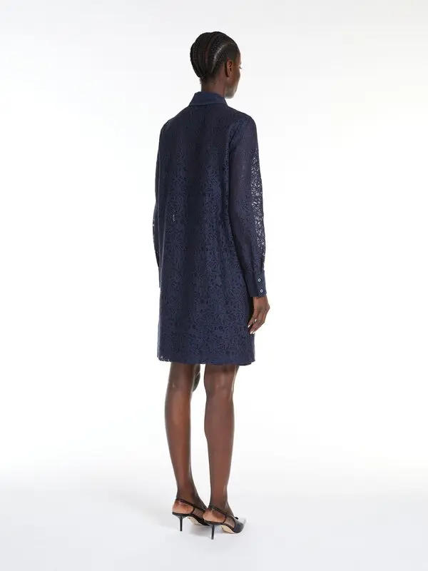 Max Mara Navy Flower Lace Dress