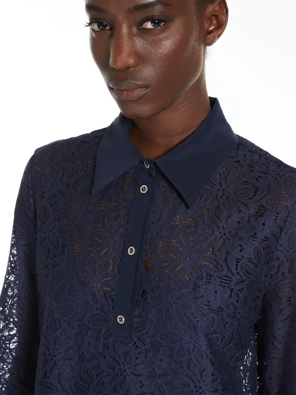 Max Mara Navy Flower Lace Dress