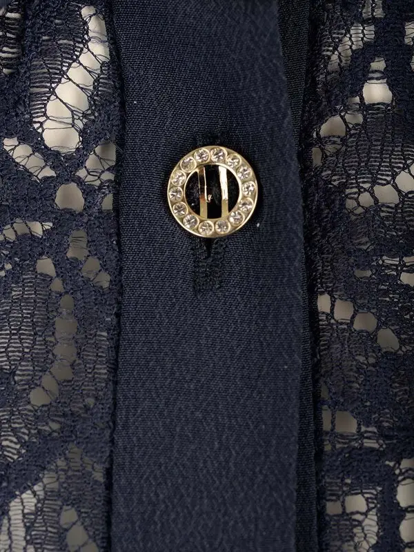 Max Mara Navy Flower Lace Dress