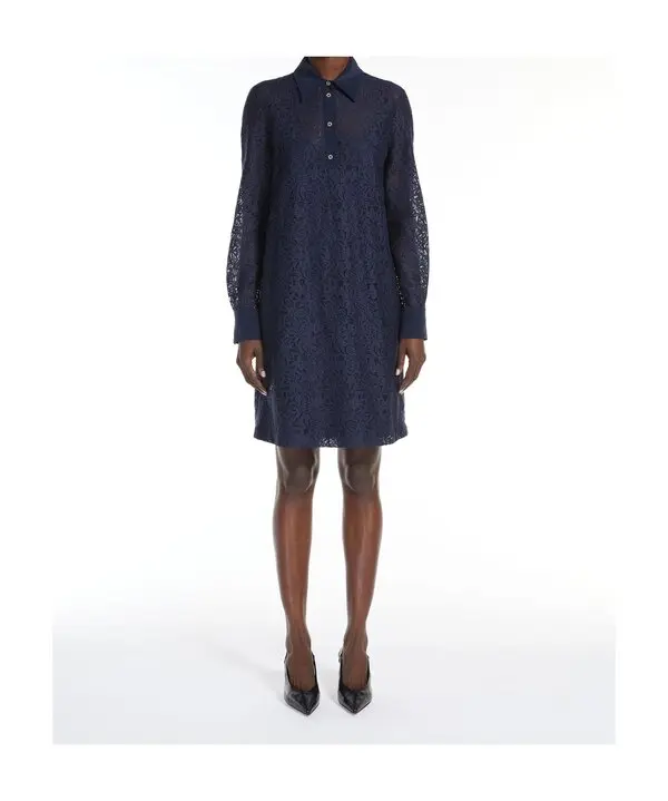 Max Mara Navy Flower Lace Dress