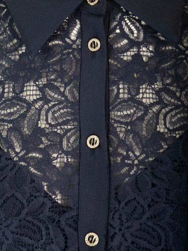 Max Mara Navy Flower Lace Dress