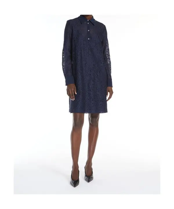 Max Mara Navy Flower Lace Dress