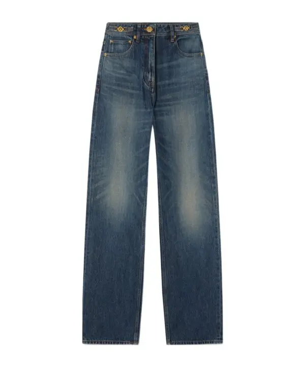 Versace Straight Leg Jeans With Medusa '95 Hardware - Blue