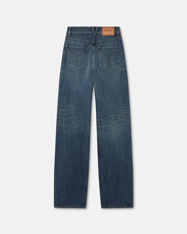 Versace Straight Leg Jeans With Medusa '95 Hardware