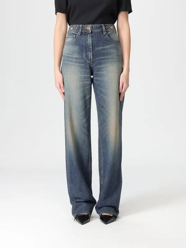 Versace Straight Leg Jeans With Medusa '95 Hardware