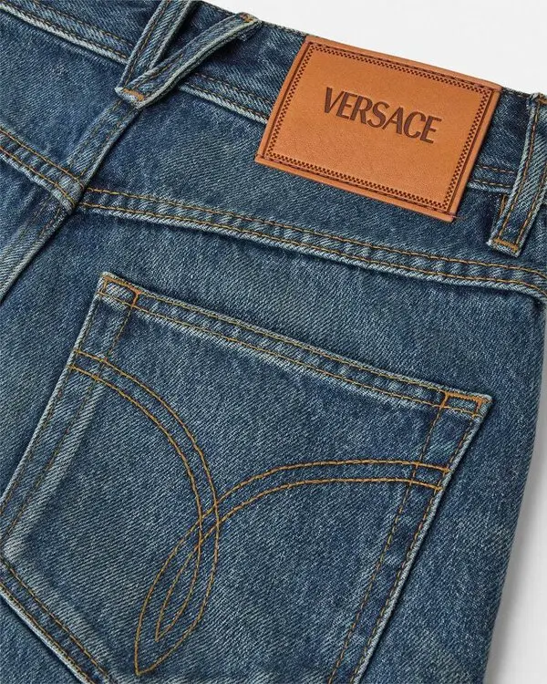 Versace Straight Leg Jeans With Medusa '95 Hardware