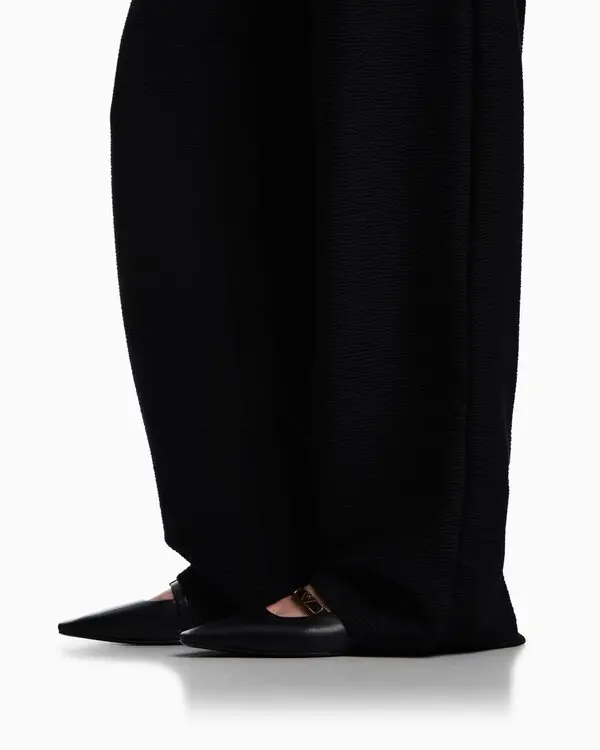 Emporio Armani High Waist Wide Leg Trousers - Black