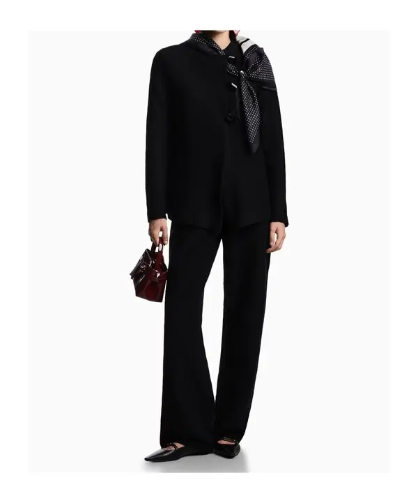 Emporio Armani High Waist Wide Leg Trousers - Black