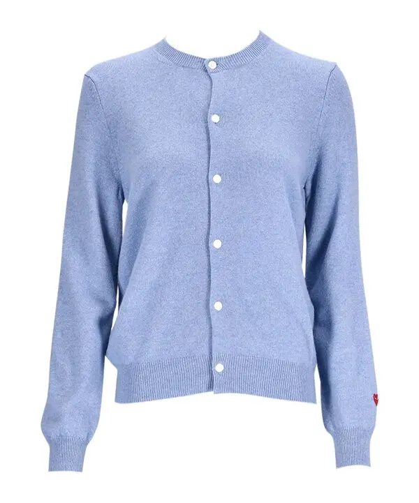 Comme Des Garçons Heart Patch Buttoned Cardigan - Blue