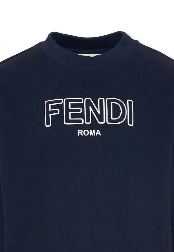 Fendi Roma Logo Detail Sweatshirt - Blue