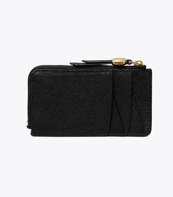 Tory Burch Logo Detailed Zipped Card Holder - Black
