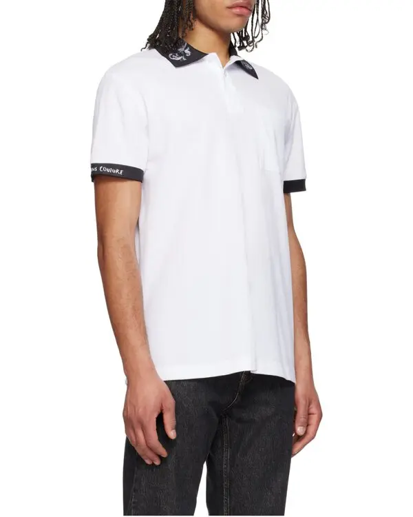 Versace Baroque Collar Polo Shirt - White