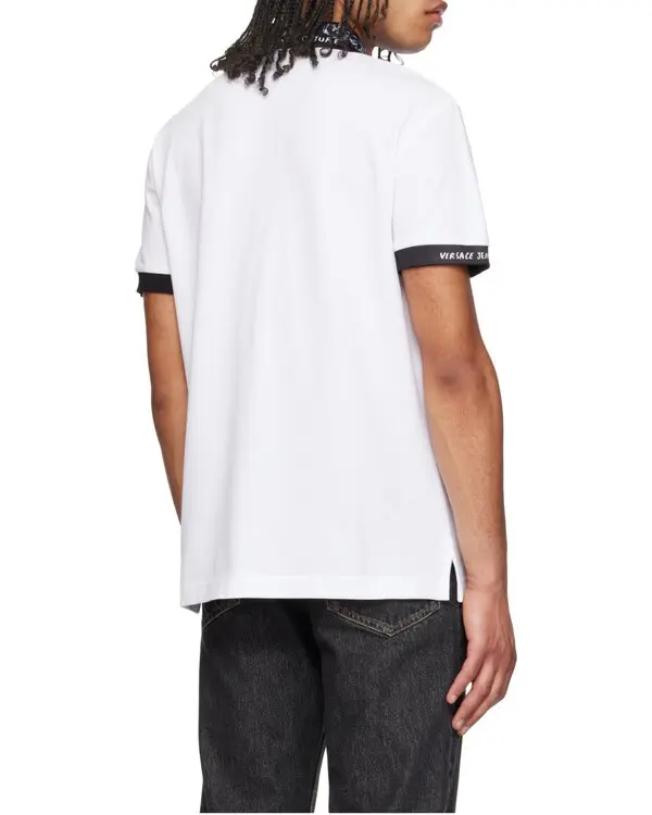 Versace Baroque Collar Polo Shirt - White