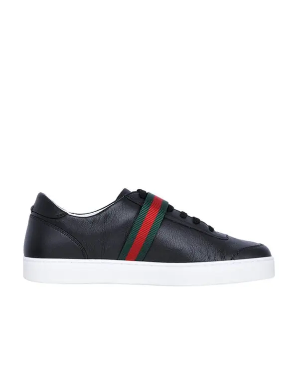 Gucci Low Top Sneakers With Red And Green Stripe Detail
